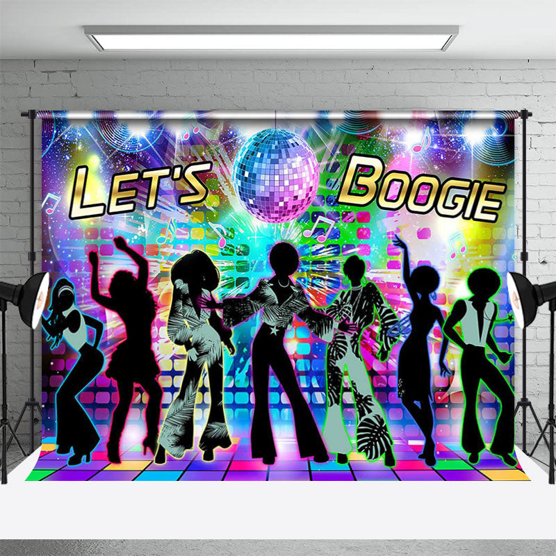 Lets Boogie Colorful Disco Stage Dance Backdrop - Aperturee
