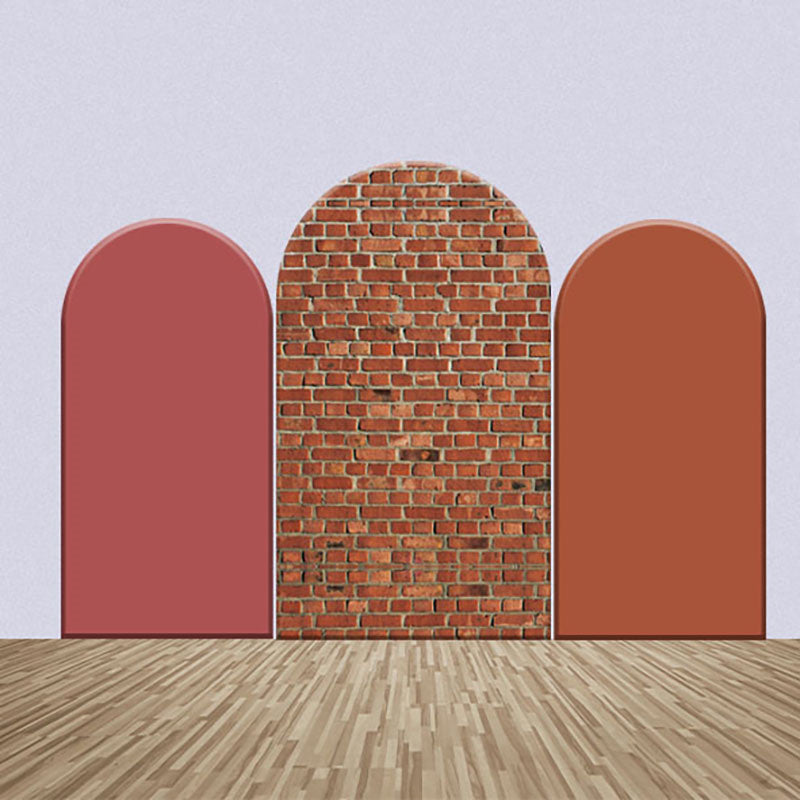Assorted Red Brick Wall Vintage Arch Backdrop Kit - Aperturee