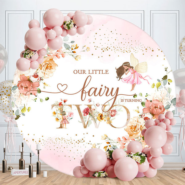 Floral Fairy Round 2nd Birthday Backdrop For Girls - Aperturee