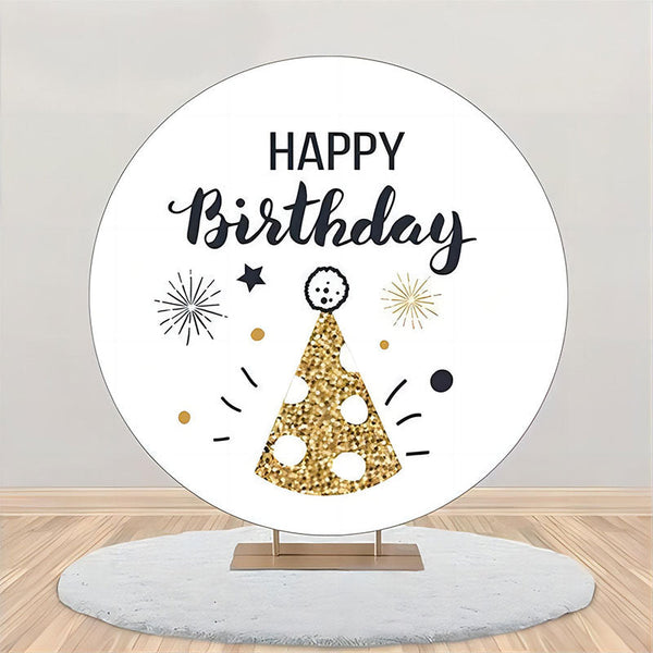 Golden Dot Hat Spark Simple Round Birthday Backdrop - Aperturee
