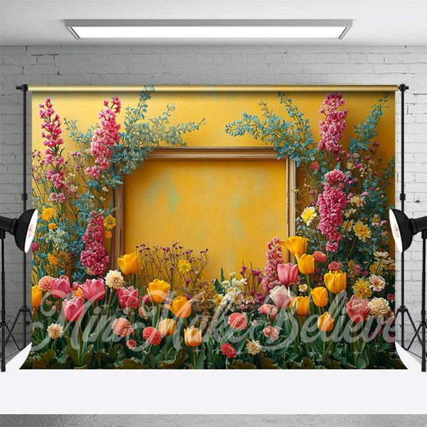 Photo Frames Yellow Tulip Floral Backdrop - Aperturee