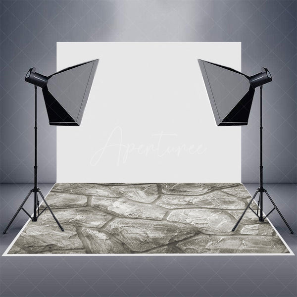 Retro Realistic Grey Stone Texture Rubber Floor Mat - Aperturee