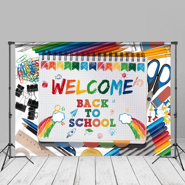 Stationery Colorful Welcome Back To School Backdrop - Aperturee