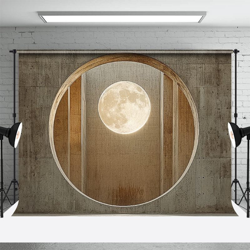 Retro Stone Wall And Full Moon Photography Backdrop - Aperturee